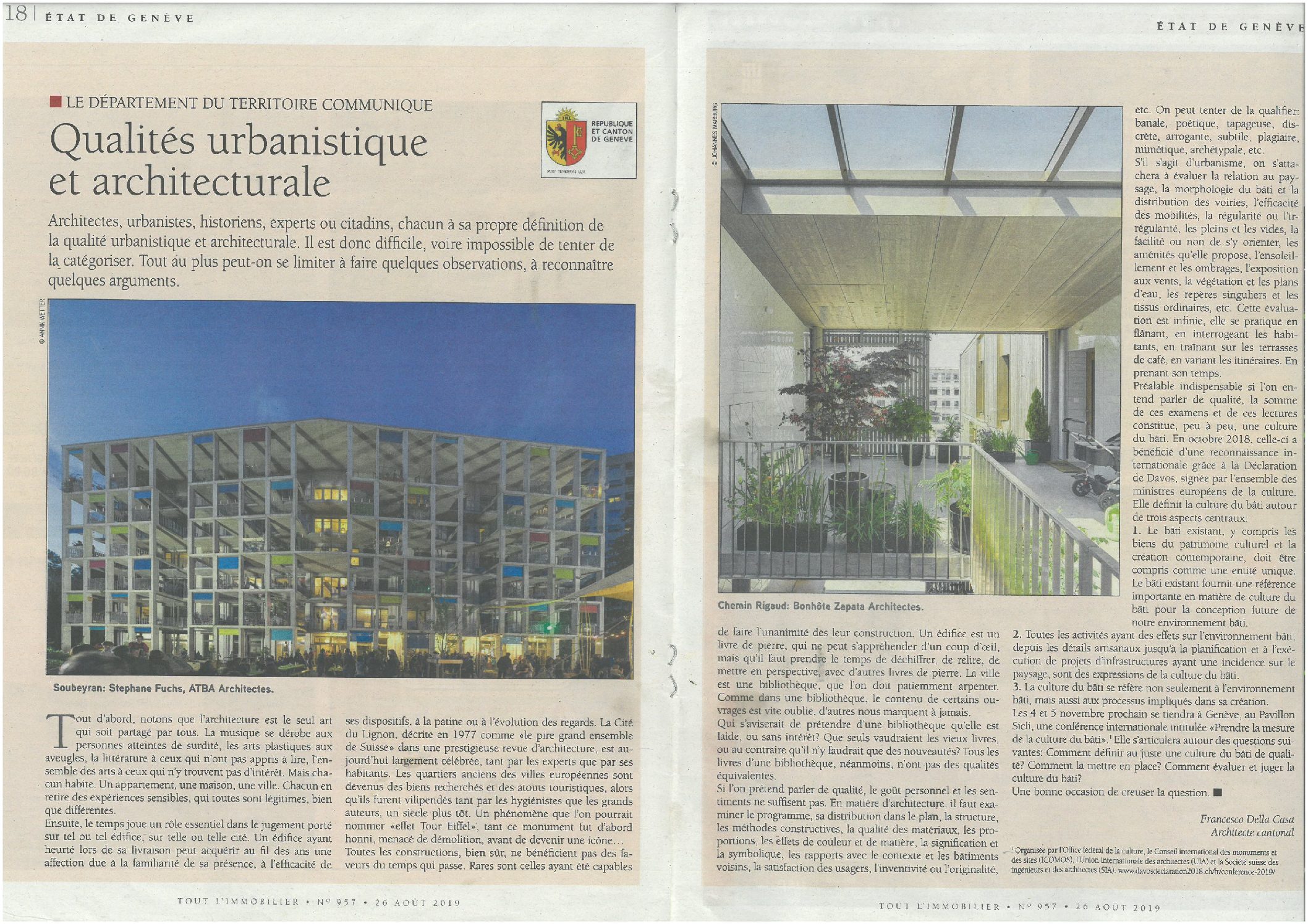 Article de presse Tout l’Immobilier Qualité urbanistique et ...