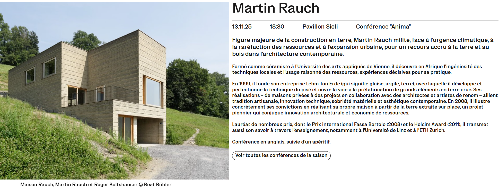 Conférence de Martin Rauch le jeudi 13 novembre 2025 | atba ...